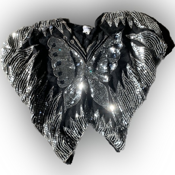 Vintage | Tops | Vintage 8s Exclusive Indian Silk Silver Sequin ...